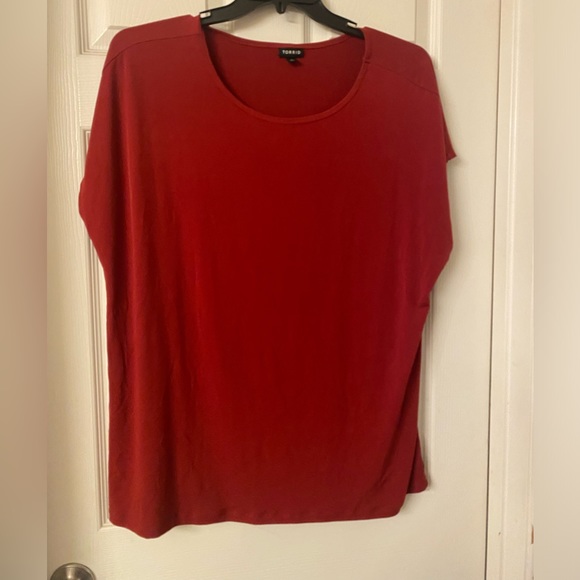 torrid | Tops | Euc Torrid Red Boatneck Stretchy Top 2x | Poshmark